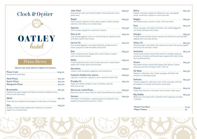 Our menu - Oatley Hotel
