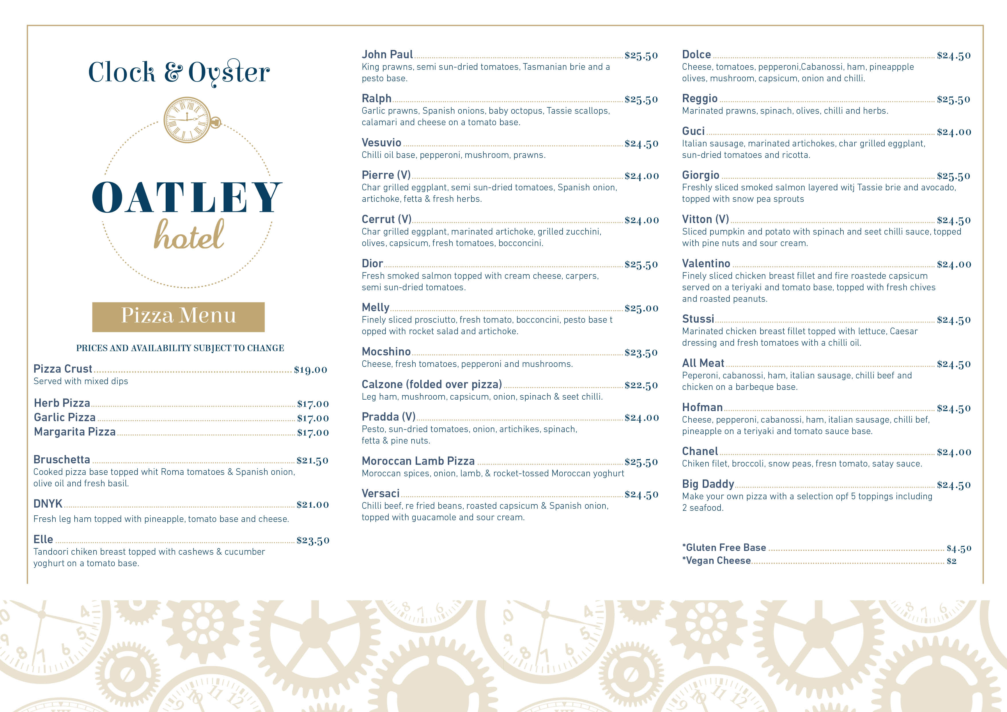 Our menu - Oatley Hotel