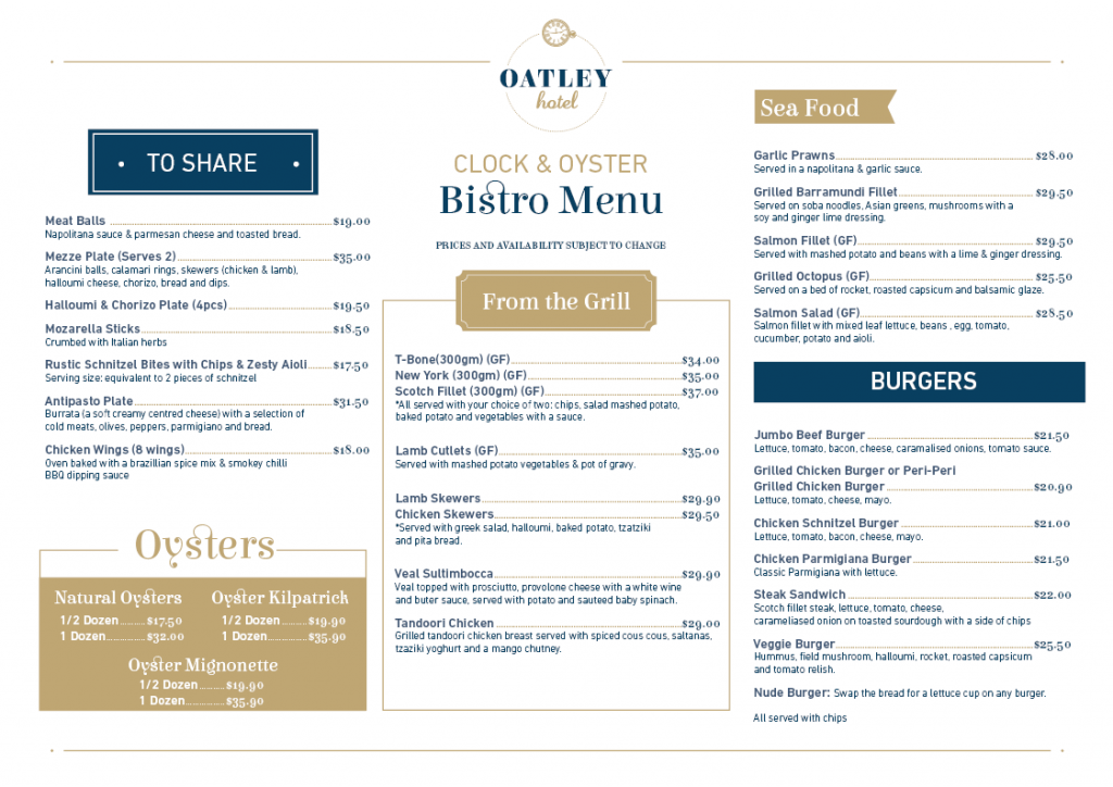 Clock and Oyster at Oatley Hotel: Casual Dining with Great Food