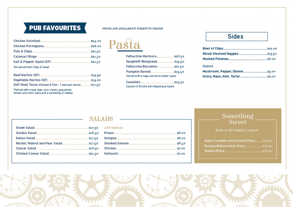 Our menu - Oatley Hotel